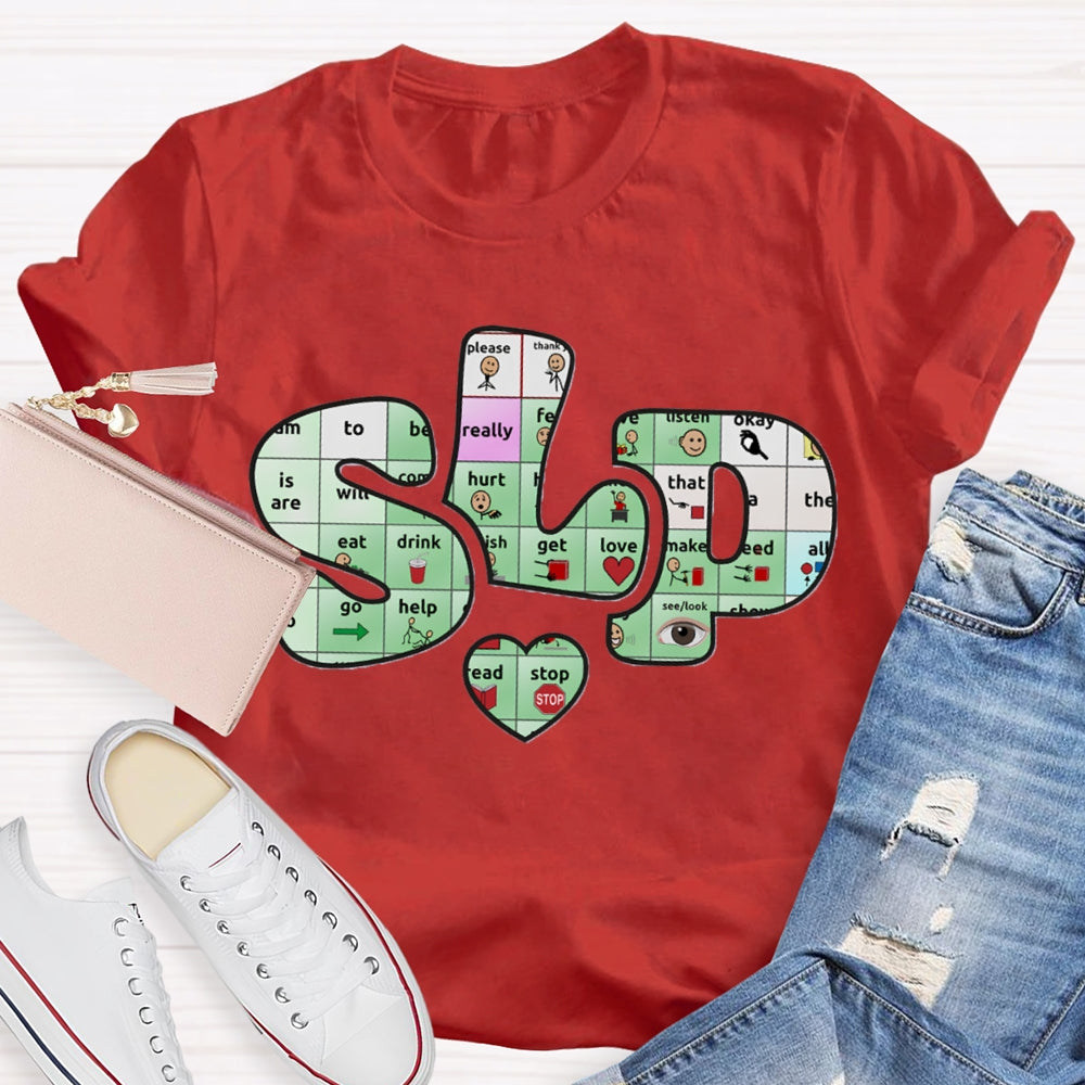 SLP Alphabet Fonts And Hearts T-shirt