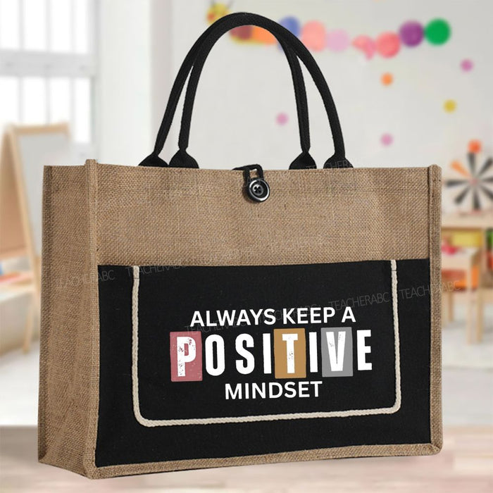 Always Keep A Positive Mindset Color-Blocking Tote Bag
