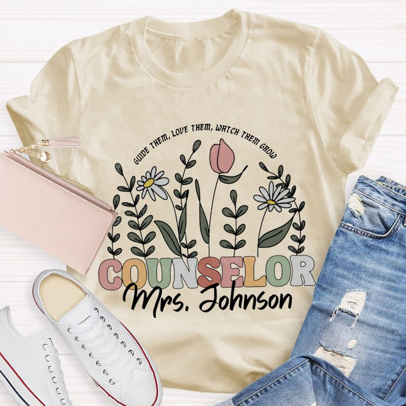 Personalized Name Counselor Guide Them Love Them Watch Them Grow T-shi