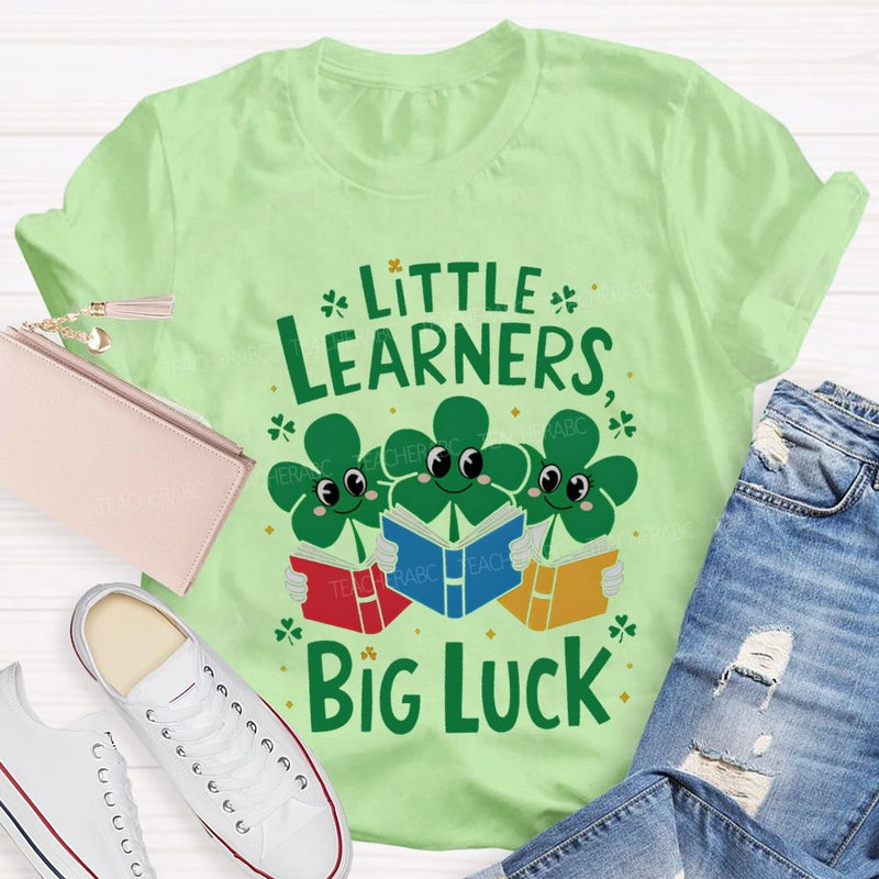 Little Learners Big Luck Clover And Colorful Books Teacher T-shirt